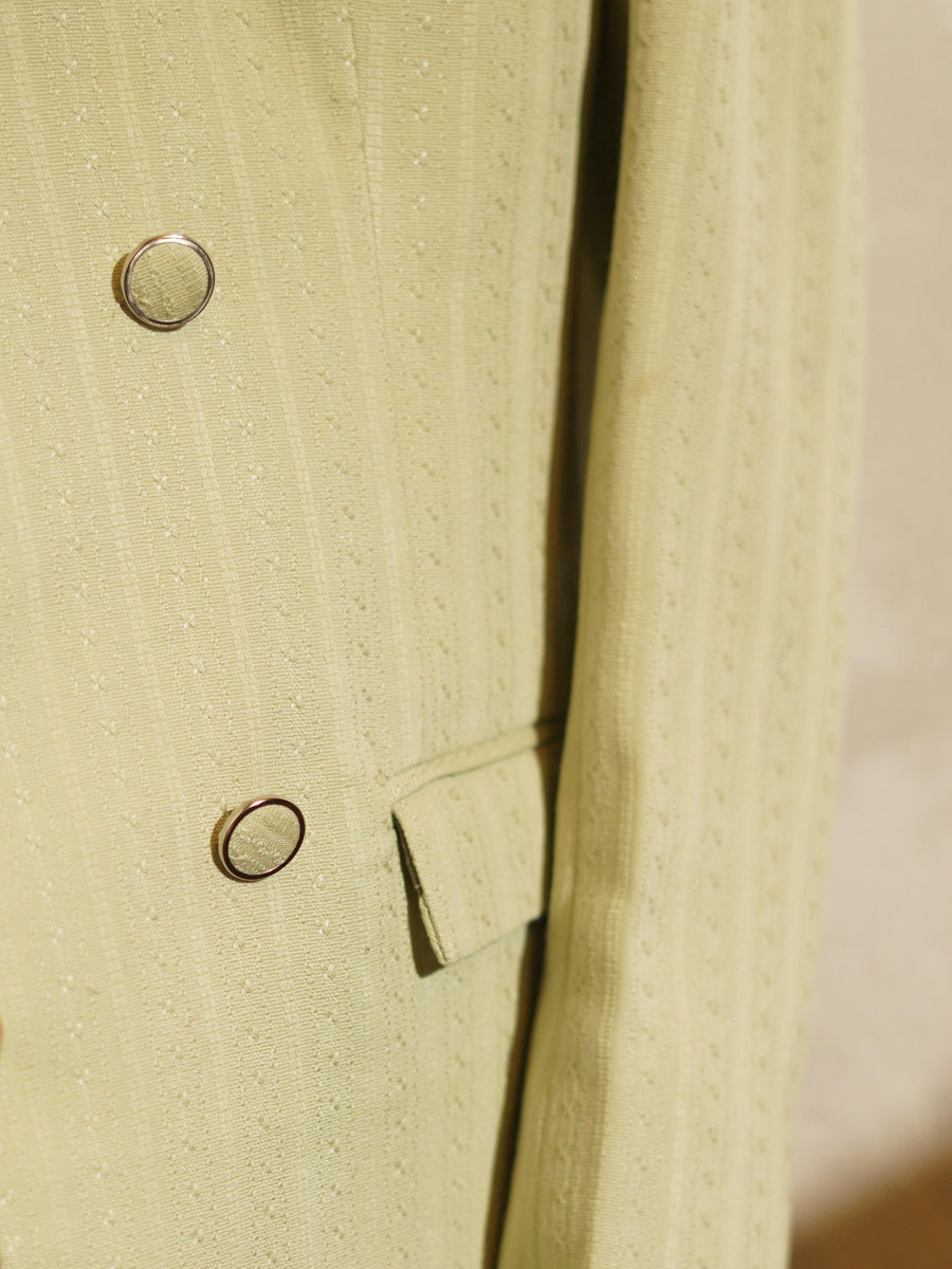 Subtle Sheen Double-Breasted Tailored Coat – Wear Pistachio